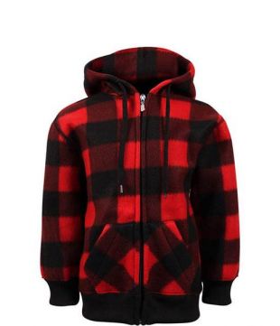 woolfactory - Fleece Plaid Red Black Jackets Kids
