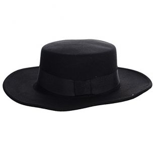 Olsus - Vintage Cap Flat Top Wide Brim Round Headgear Wool Felt Fedora ...