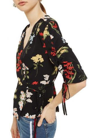 Topshop - Floral Wrap Blouse