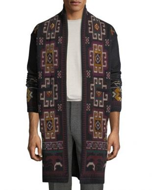 Etro - Etro Men's Carpet Knit Long Open-Front Cardigan in Blue