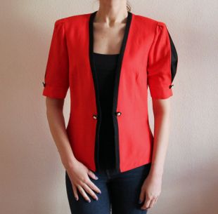 Women\'s Clothes Red Blazer Vintage 80s Blazer Short Sleeves Blazer ...