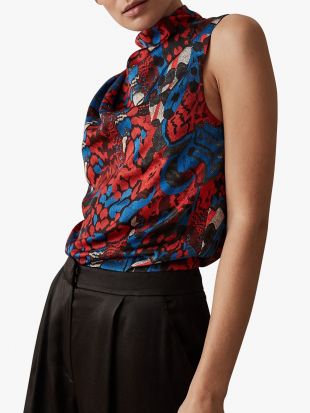 Reiss - Clarisse Feather Printed Top, Multi