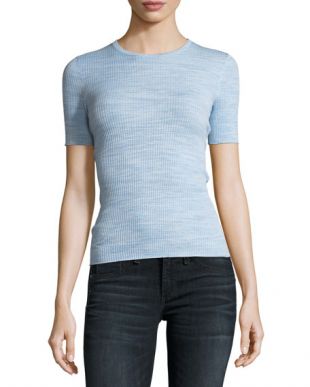 Theory - Crewneck Fitted Refine Merino Wool Top