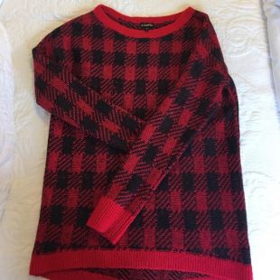 express - Red and black checkered sweater.