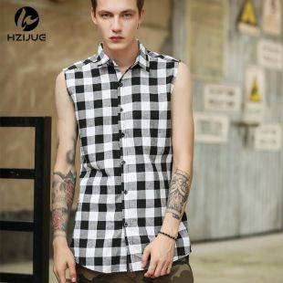 dhgate - Plaid Shirts Sleeveless Side Zipper Man