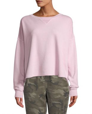 AMO Denim - Cropped Raw-Edge Pullover Sweatshirt