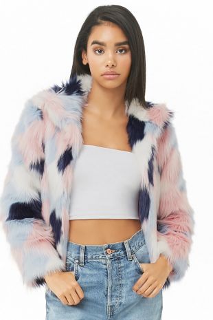 Forever 21 - Colorblock Faux Fur Coat