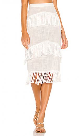 loveware - JUPE COURTE À FRANGES THE FRINGE en Ivory | REVOLVE
