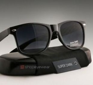 Super Dark Sunglasses Men Classic Black Lens Plastic Square