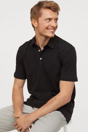 H&M - Polo Shirt Slim fit - Black Men