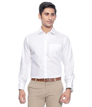Swisscott - Men's White 100% Cotton Slim Fit Formal Shirts