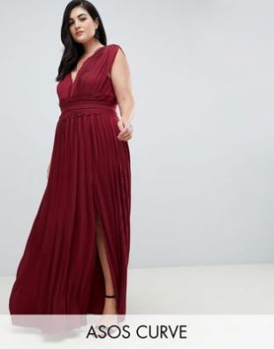 Asos Curve - ASOS DESIGN Curve - Robe longue plissée avec empiècement en dentelle de qualité ...