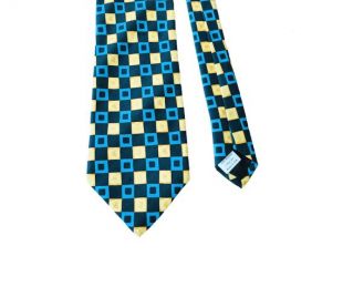 ZiZuCorner - Vintage Blue Necktie, Squares Print Tie, Geometric Pattern ...