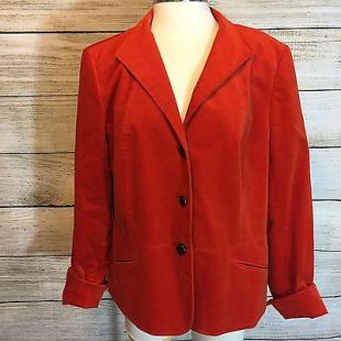 Talbots - Velvet Blazer Burnt Orange Career 3 Button Career Jacket
