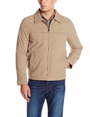 Dockers - Dockers Men's Micro-Twill Classic Zip Front Jacket, Khaki, Large