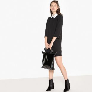 La Redoute Collections - Robe droite, col fantaisie