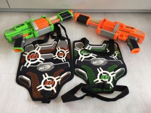 Hasbro - NERF DART TAG FURY FIRE REVOLVER GUNS WITH TARGET VESTS | eBay