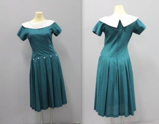 EBMNewhaven - Sue Brett Teal fit et Flare robe d’été, Vintage vert fit ...