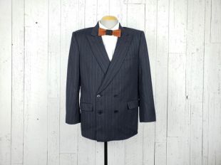 ChrisAndBensMenswear - Vintage 80s Double Breasted Navy Blue Striped ...