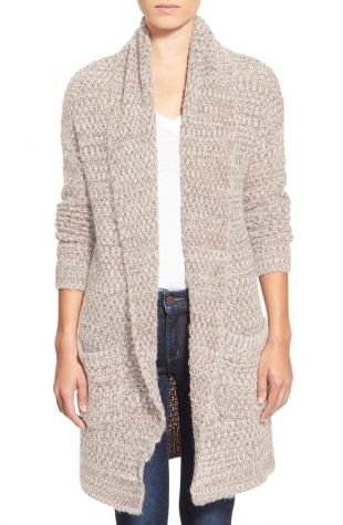 hinge - Marled Long Open Front Cardigan