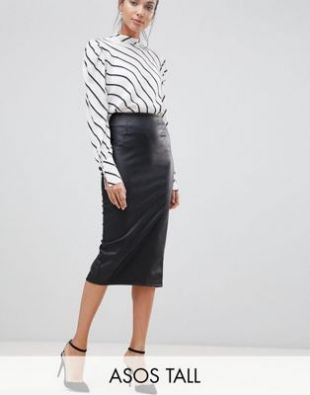 ASOS DESIGN - Jupe mi-longue en similicuir