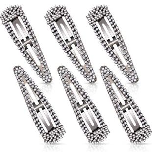 Geyoga - 6 Pieces Rhinestone Snap Hair Clips 4 Inch Hair Barrettes ...