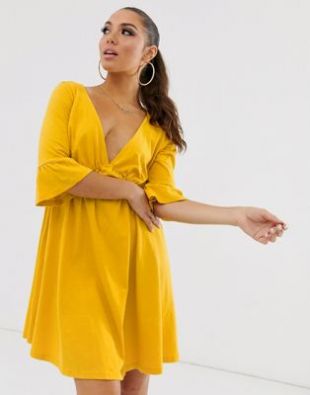 ASOS DESIGN - ASOS DESIGN v neck frill sleeve smock dress | ASOS