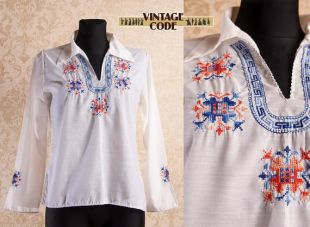 vintagecode - White cross stitch hand embroidered vintage Grecian ...