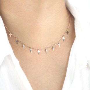 MinimalAllure - Croix collier avec breloque, Collier ras de cou, or 14 ...
