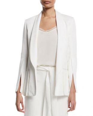 Halston Heritage - Halston Heritage Crinkle Crepe Slit-Sleeve Blazer