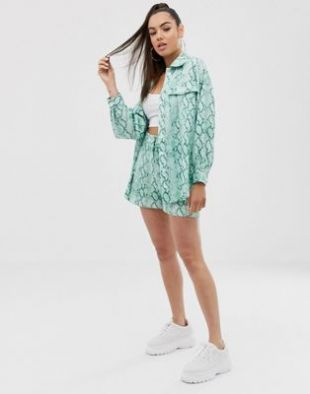 ASOS DESIGN - ASOS DESIGN - Veste chemise d'ensemble - Vert effet serpent | ASOS