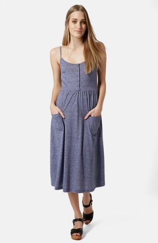 Topshop - Topshop Strappy Button Front Midi Dress
