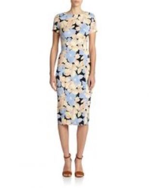 suno - SUNO Blue Silk Floral Sheath Dress Lyst