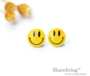 shareliving - 4pcs (2 paires) Mini résine Smiley Face boucles d ...