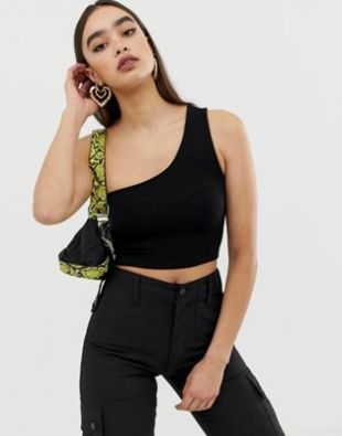 ASOS DESIGN - ASOS DESIGN - Crop top asymétrique sans manches - Noir | ASOS