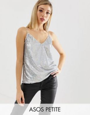 ASOS PETITE - Caraco à sequins avec bretelles fantaisie