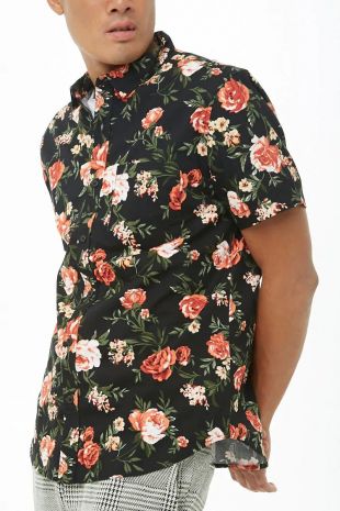 Forever 21 - Fitted Rose Print Shirt