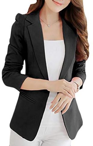 cromoncent - Cromoncent Womens Solid Work Suit Coat One Button Elegant ...