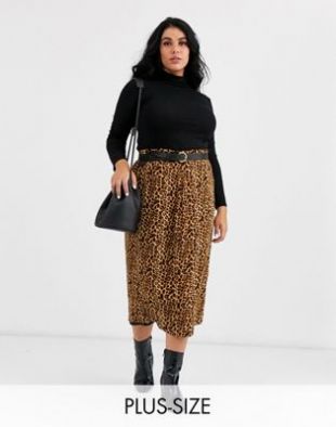 Daisy Street Plus - Daisy Street Plus - Jupe mi-longue boutonnée devant à imprimé léopard | ASOS