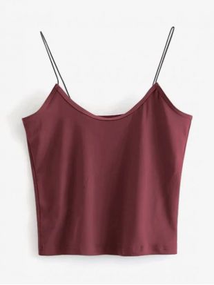 Zaful - Plain Cropped Spaghetti Strap Tank Top