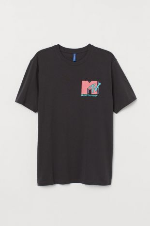 H&M - T-shirt avec impression - Noir/MTV - | H&M FR