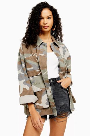 Topshop - Camouflage Longline Shacket