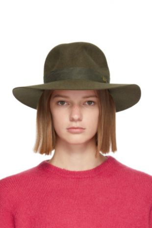 Maison Michel - Maison Michel - Chapeau en feutre vert Yoshiko