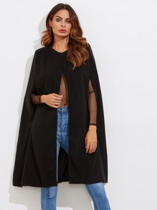 romwe - Veste cape en laine mélangée