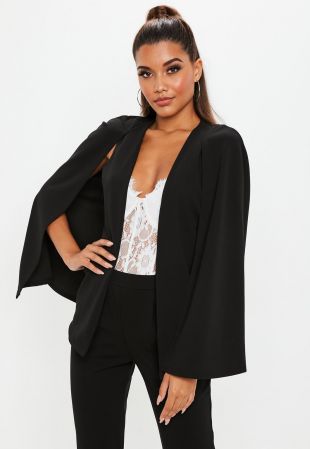 Missguided - blazer stretch noir style cape