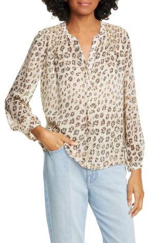 Joie - Cordell Leopard Print Silk Popover Top