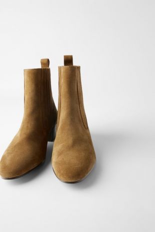 Zara - BOTTINES EN CUIR À TALONS MI-HAUTS COW-BOY