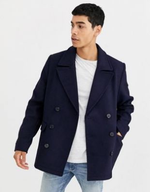 ASOS DESIGN - Caban en laine mélangée - Bleu marine