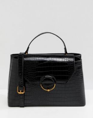 ASOS DESIGN - ASOS DESIGN - Sac de ville effet croco avec détail anneau ...