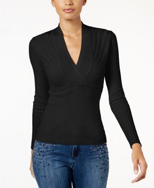 INC International Concepts - Ribbed Surplice Sweater